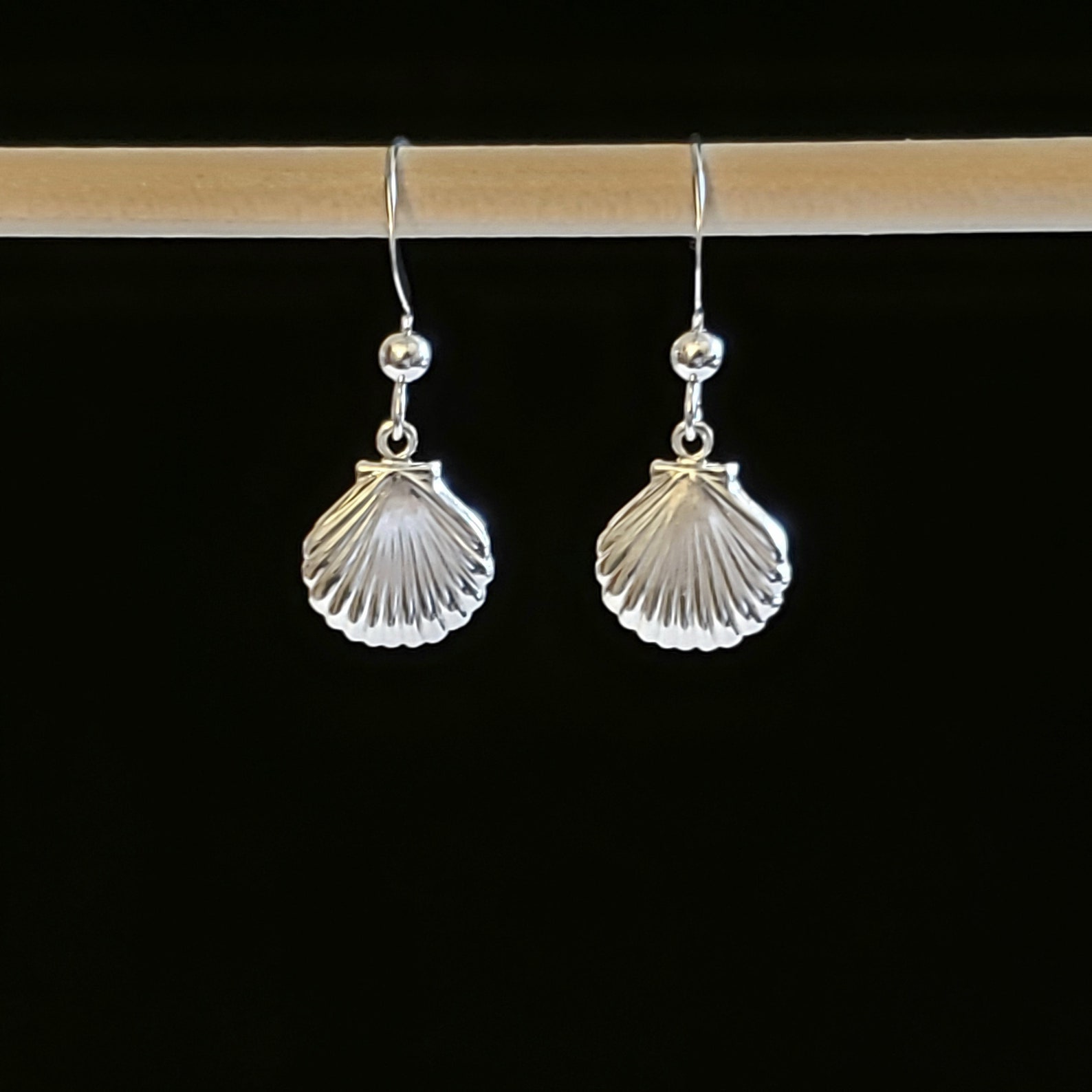 925 Sterling Silver Scallop Shell Earrings With 925 Sterling - Etsy