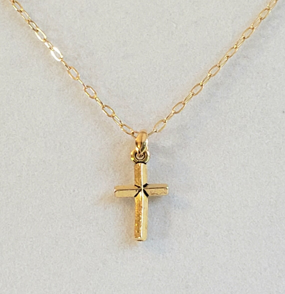 Antique Gold Small Classic Cross Pendant, or Necklace in 14K Gold ...