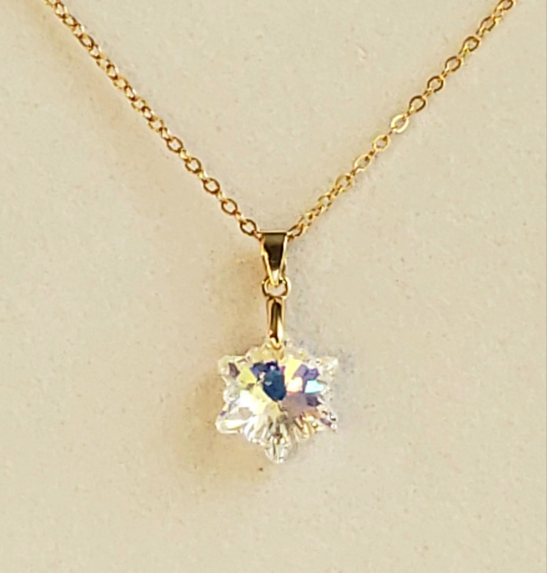 Men's White Snowflake Crystal Pendant, or Necklace, in Swarovski ...