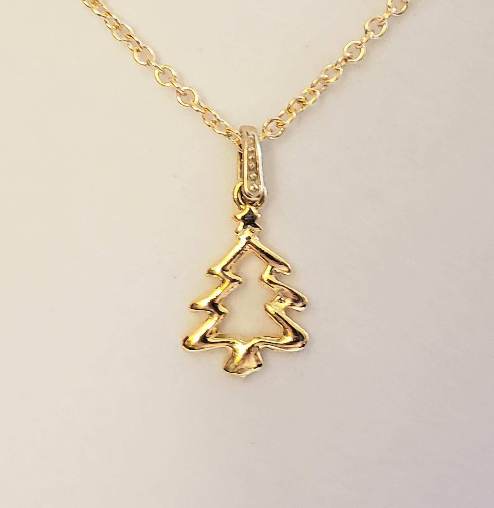 Gold Open Tree Pendant With 14K Gold Plated Pewter Christmas | Etsy