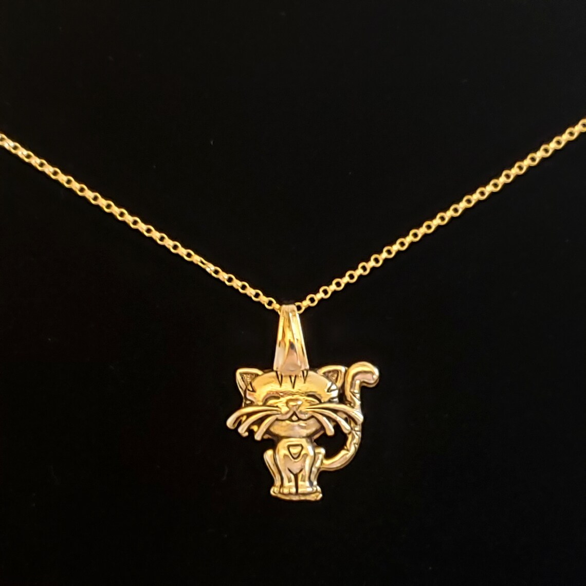 Black Enameled Cat Earrings With Gold Plated Trim and 14K Gold - Etsy