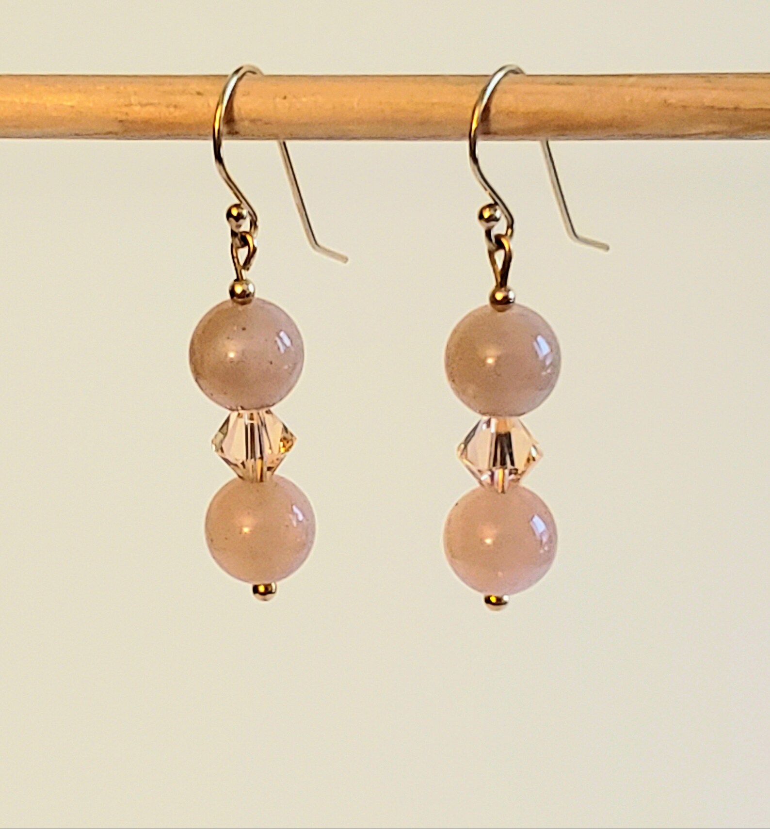 Peach Beaded Gemstone Earrings in Brown, Peach, Pink, Cream Shades ...