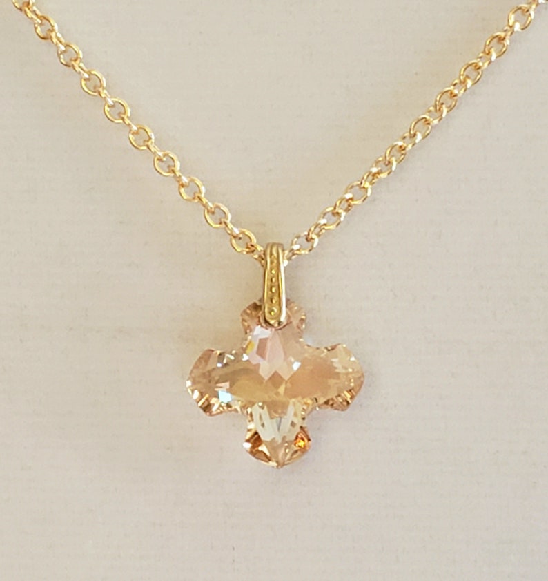 Gold Greek Cross Pendant Necklace in Swarovski Crystal Golden - Etsy