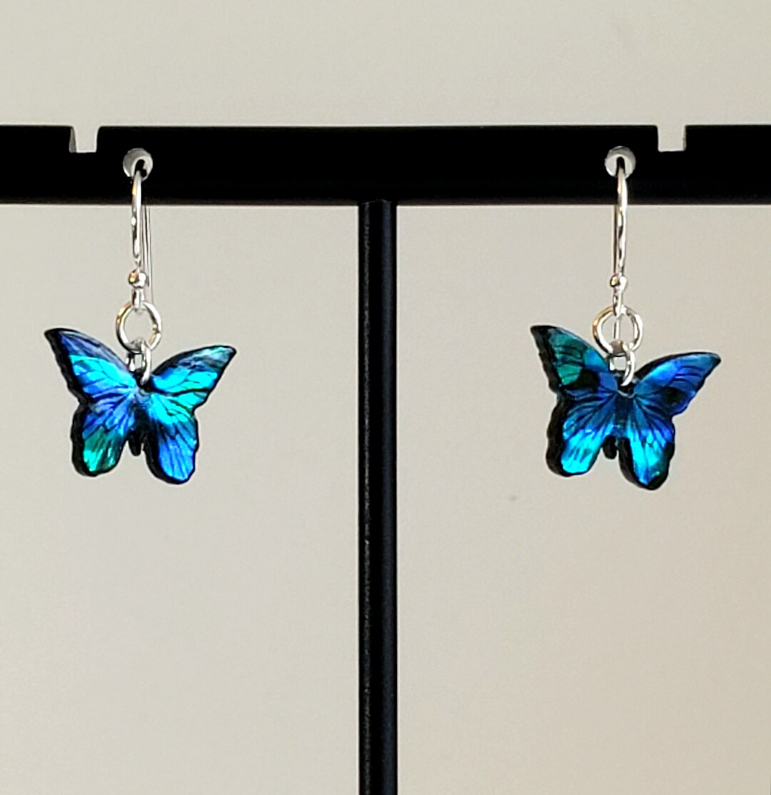 Paua Shell Butterfly Earrings in Turquoise Blue Aqua Green - Etsy