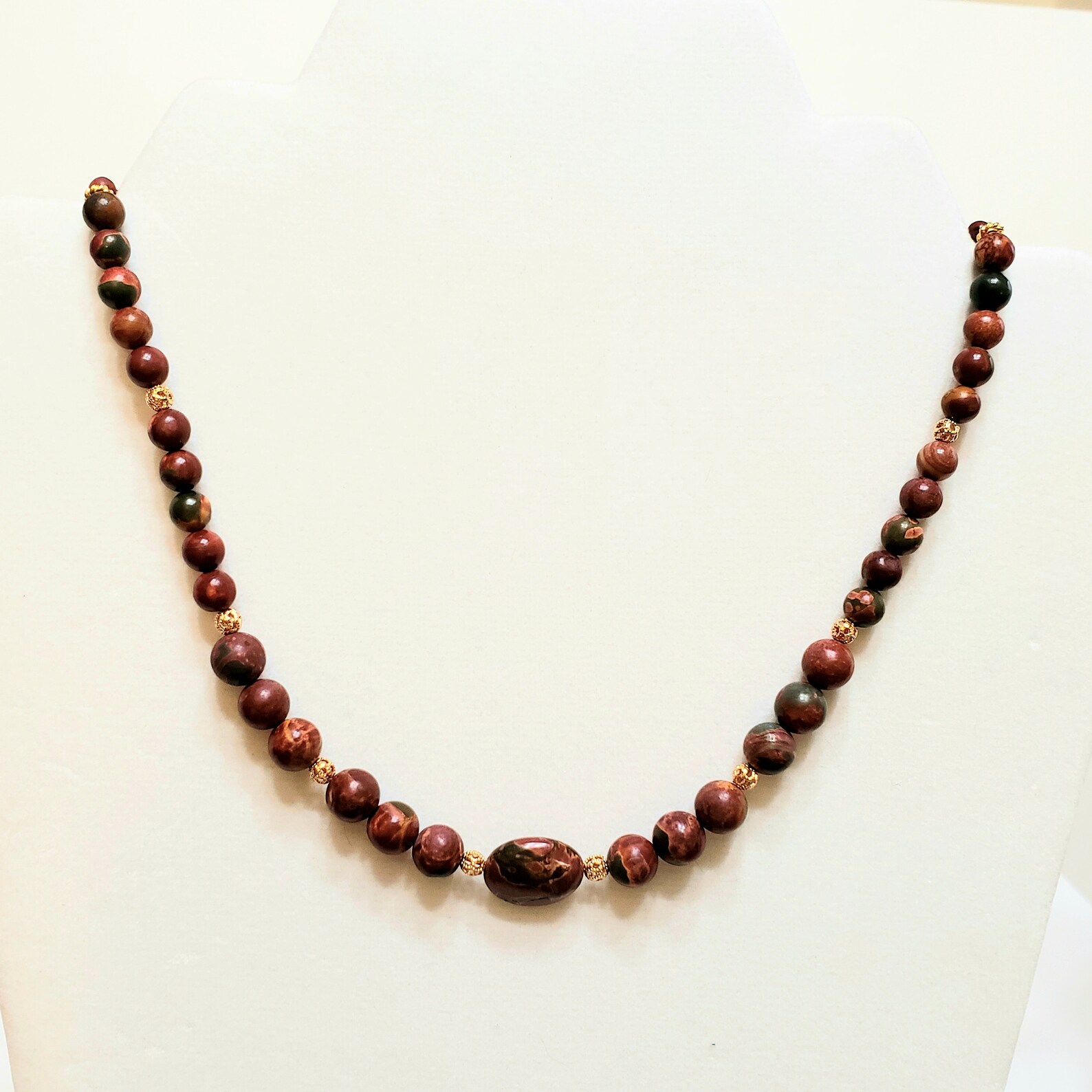 Red Picasso Jasper Beaded Gemstone Earrings, Swarovski Faceted Red ...