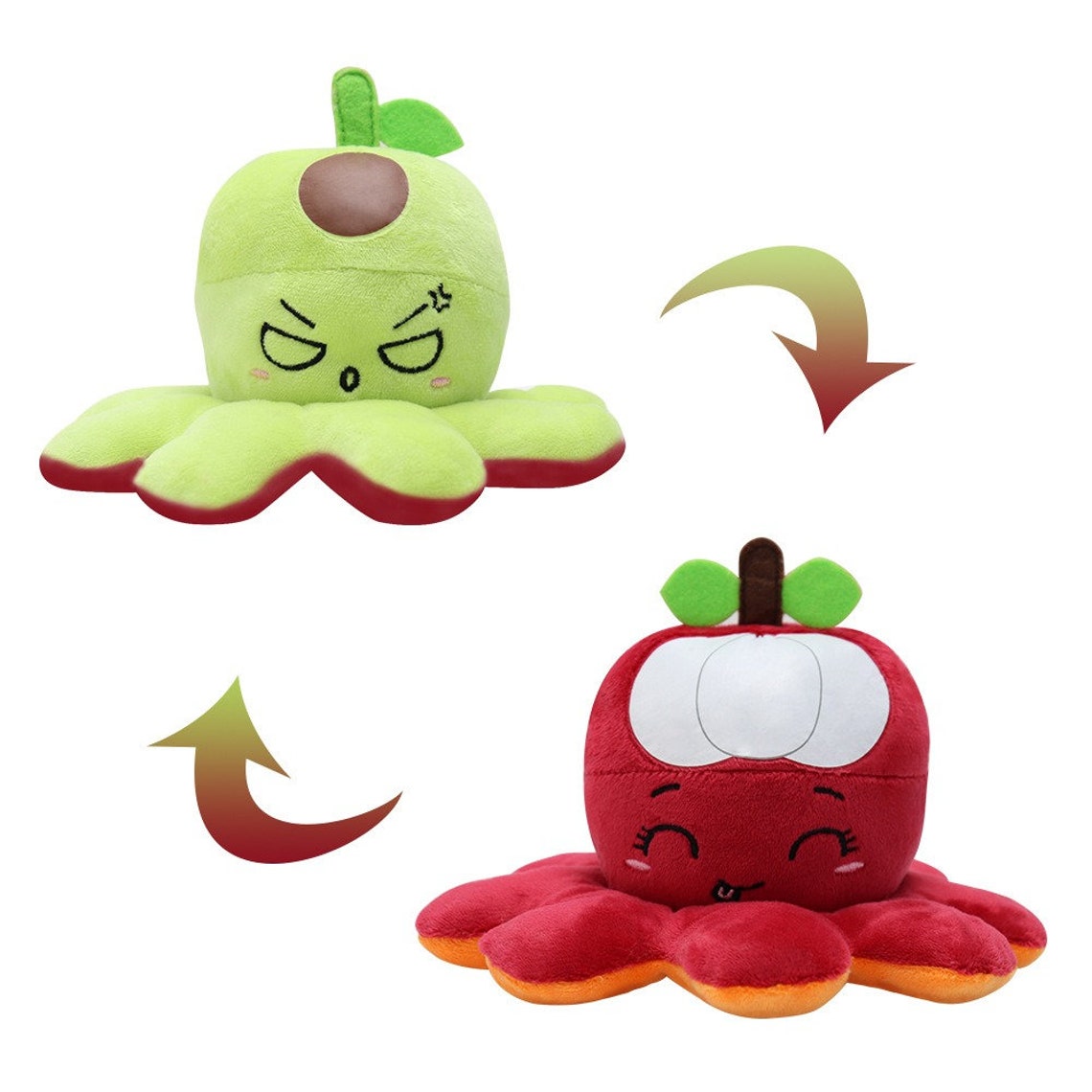 Reversible Mood Octopus Plushie Plush Toy Grumpy Doll Flip | Etsy UK