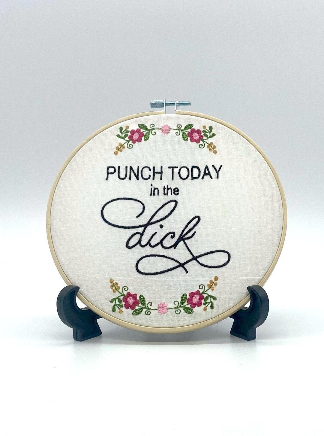 Punch Today in the D*ck Finished and Felted Hooped Embroidery Art ...