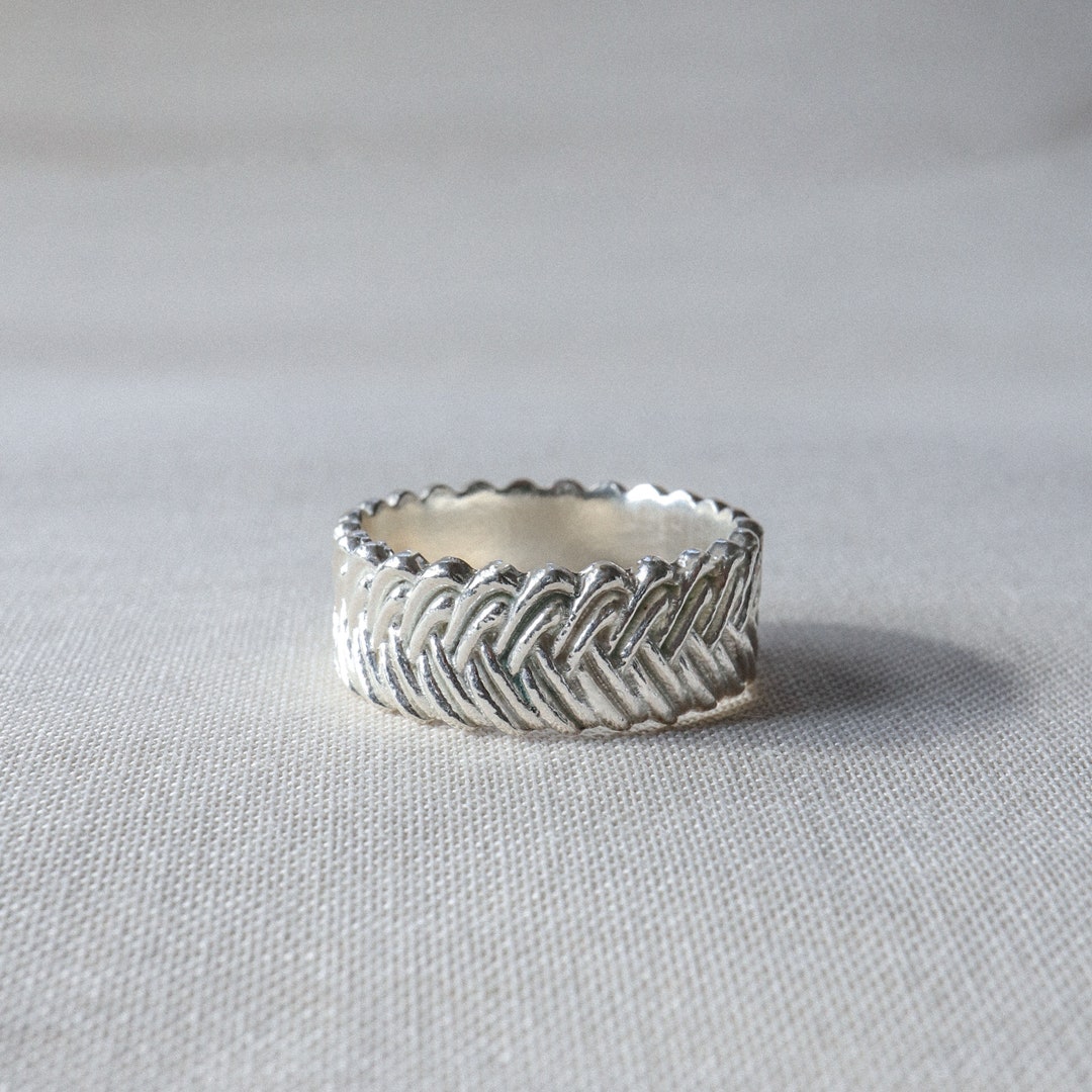 Harper Thicc Silver Braided Cigar Ring - Etsy