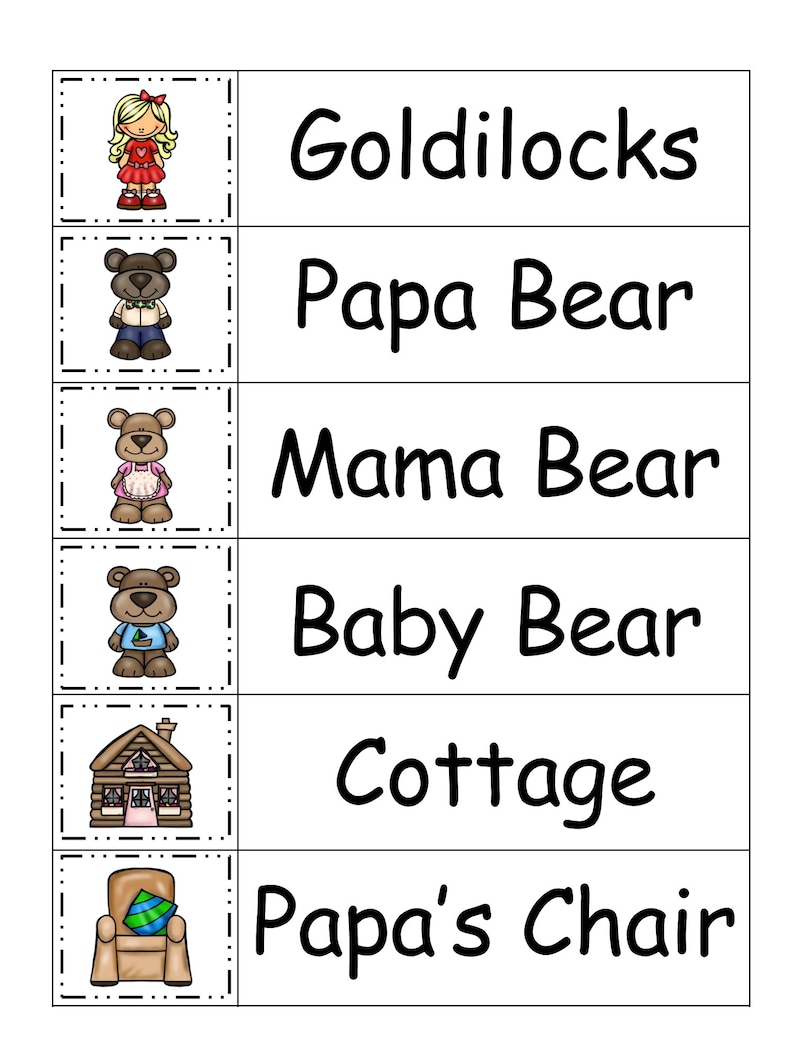 Goldilocks & Three Bears Learning Pack: Preschool Kindergarten (PDF) - Etsy