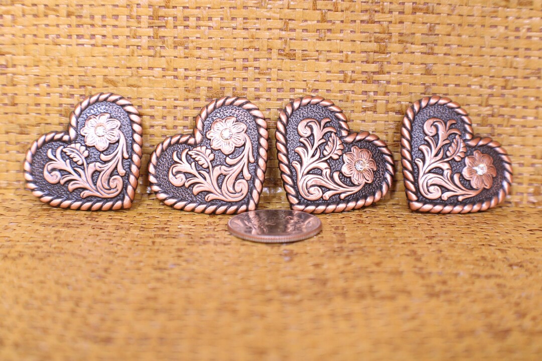 4-C628 Heart Copper W/stone Concho 1 1/2" Screw Back - Etsy