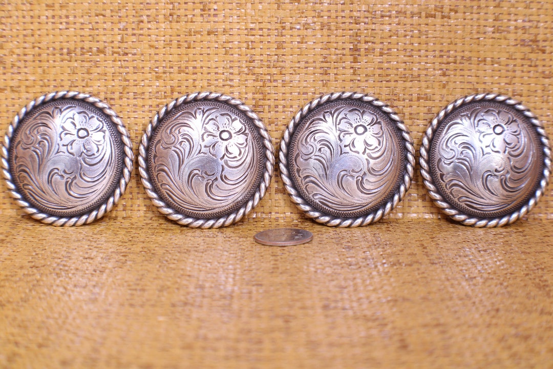 4-C708 Rope Edge W/ Silver Conchos 2 3/8