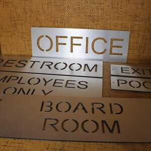 A Modern Office Sign 10 1/2" X 3 1/2" or Custom Brushed Stainless Look ...