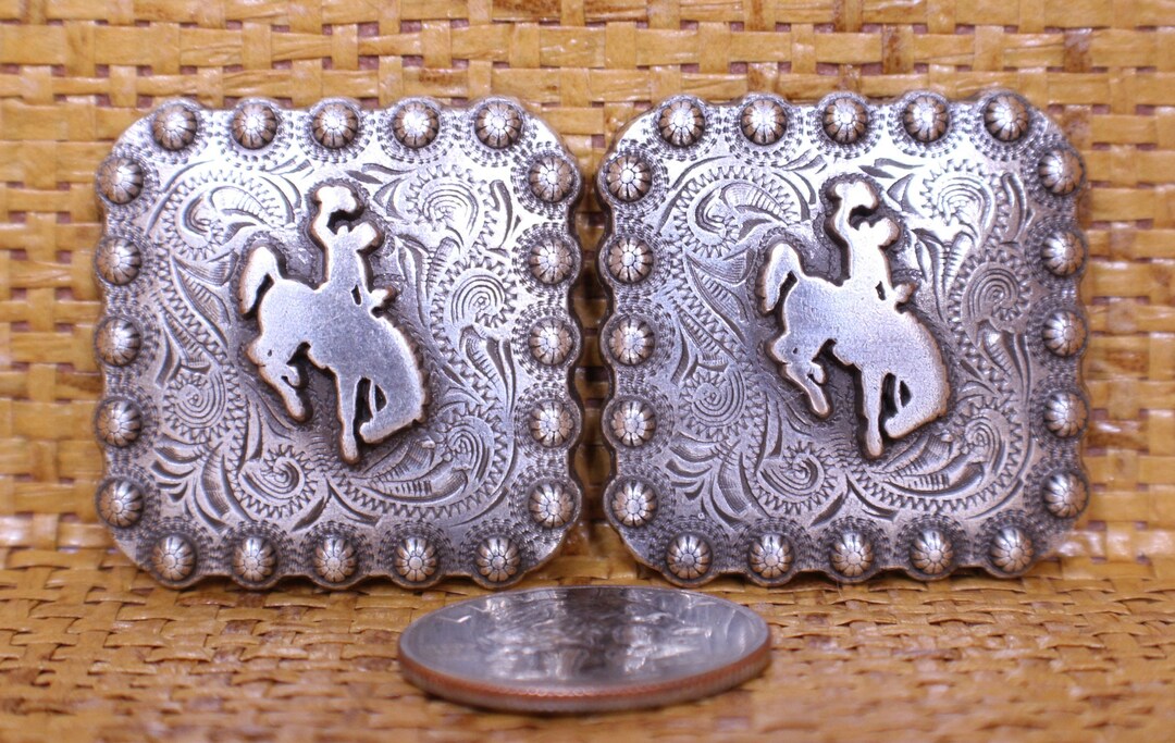 2-C424 Bronc Rider W/ Silver Berries Concho 1 3/8 Screw Back - Etsy