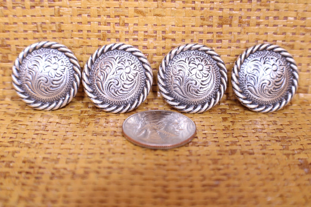 4-C702 Rope Edge W/ Silver Conchos 1" Screw Back - Etsy