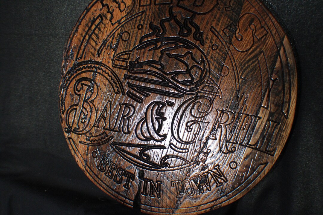 Dad's Bar & Grille Sign 20" Reclaimed Wood, Carved Sign - Etsy