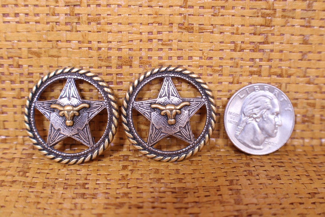 2-C714 Longhorn W/ Gold Rope Conchos 1" Screw Back - Etsy