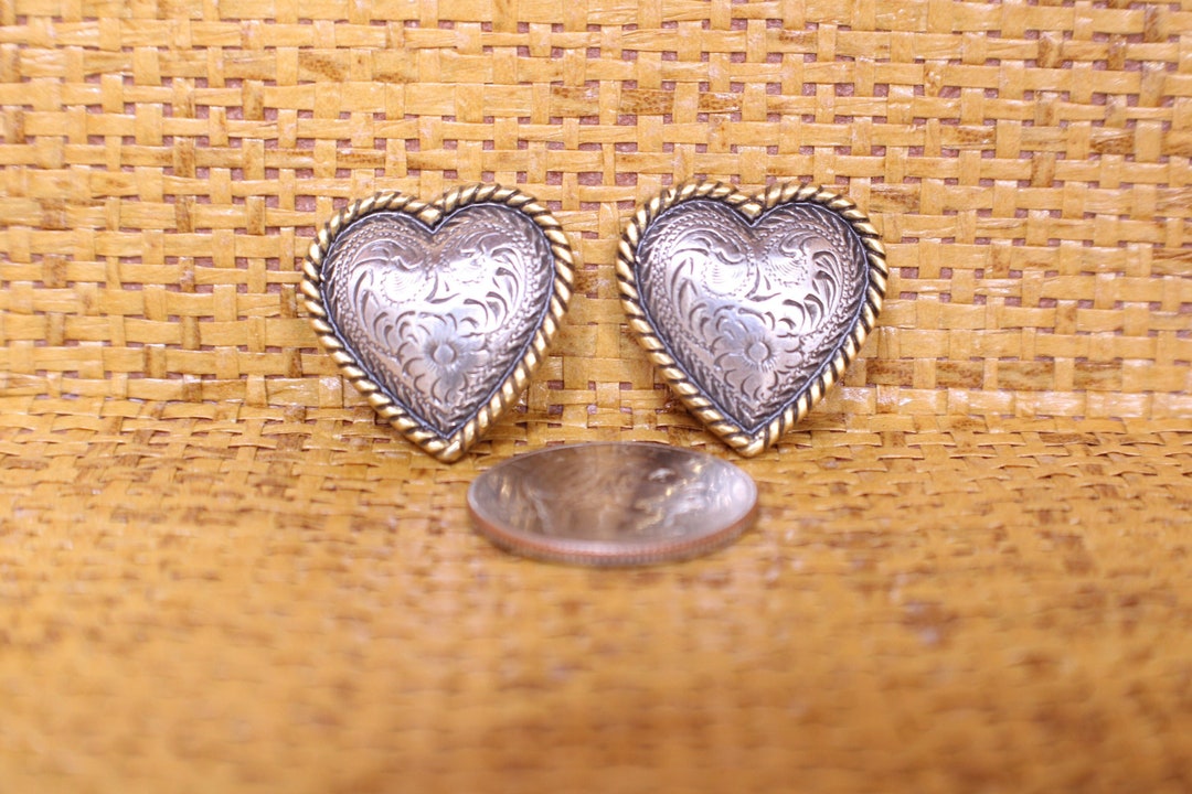 2-C627 Heart Concho 1" Screw Back Conchos. - Etsy