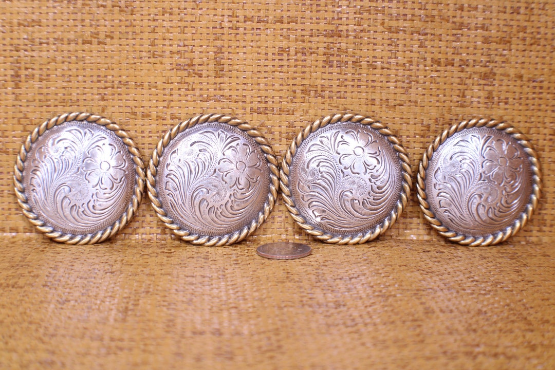 4-C709 Rope Edge W/ Gold Conchos 2 3/8