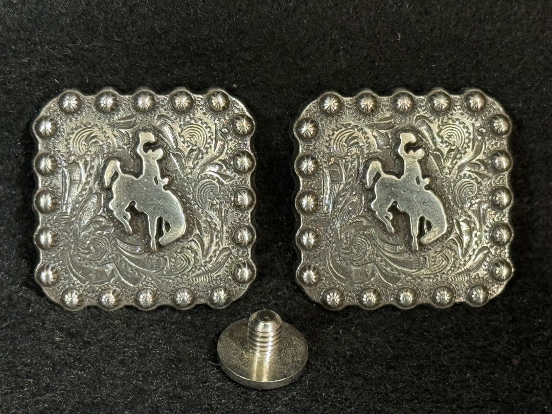 2-C425 Bronc Rider W/ Silver Berries Concho 1" Screw Back - Etsy