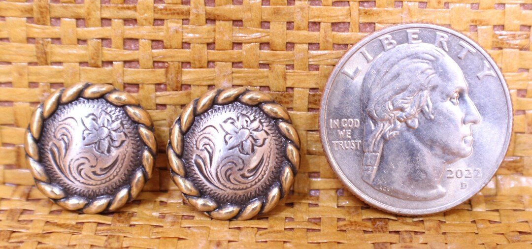 2-C708 Rope Edge W/ Gold Conchos 5/8" Screw Back - Etsy