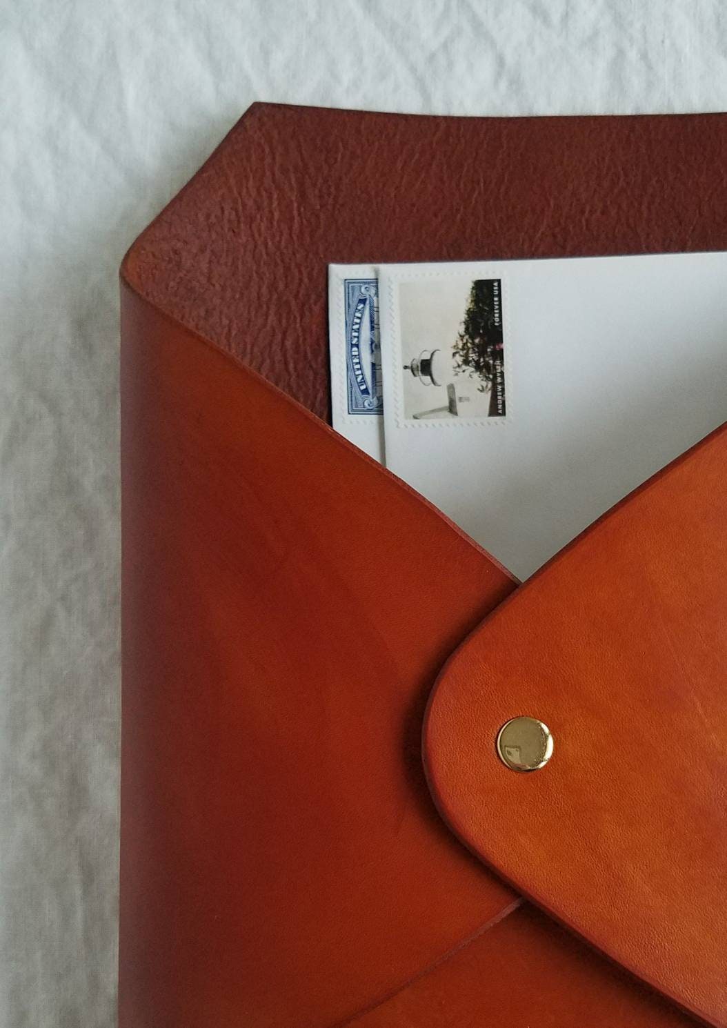 Large Leather Wall Hanging Envelope, Leather Envelope, Mail Organizer ...