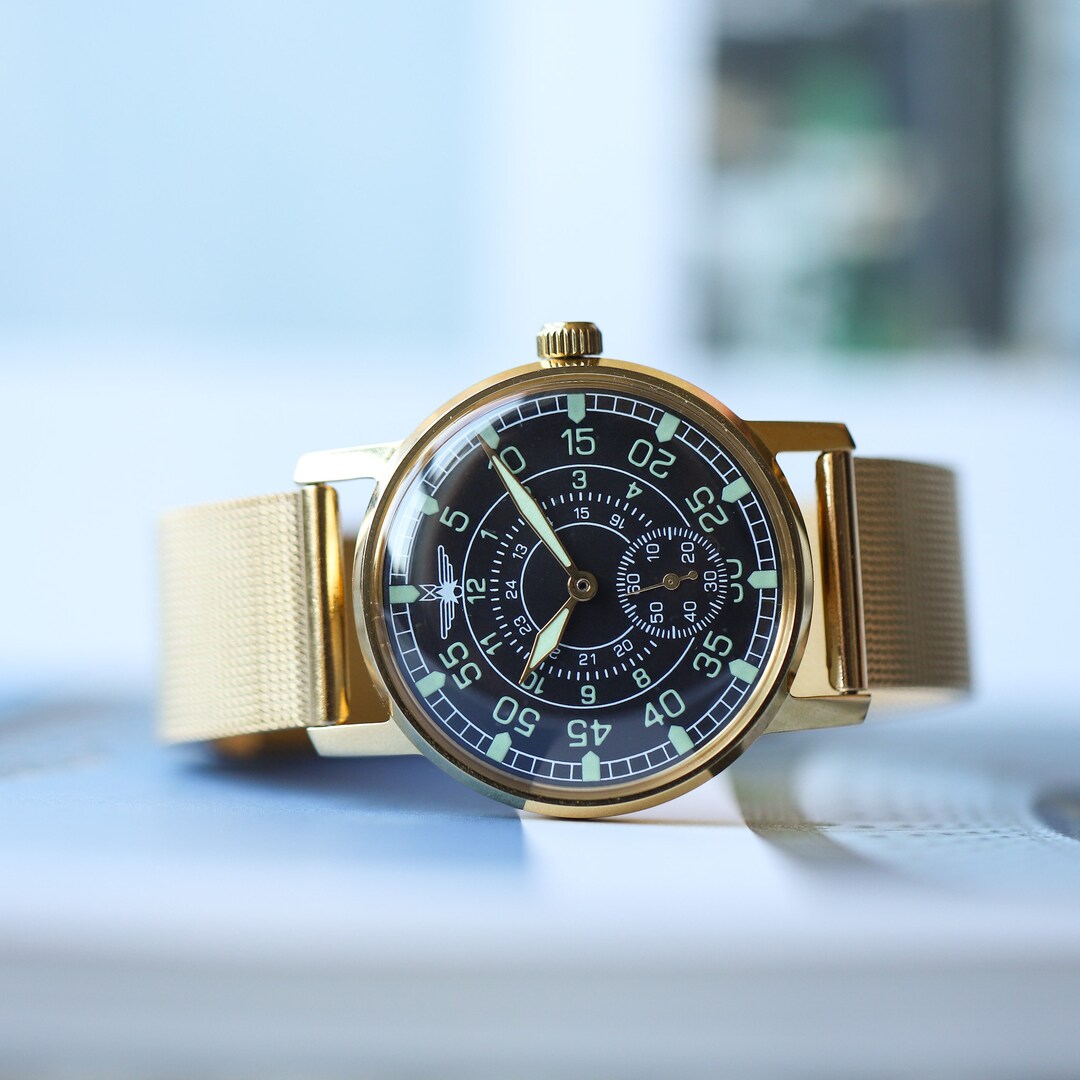 Black Soviet Vintage Watch Aviator. Watches for Men, Black Watch, Mens ...