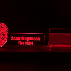 Personalized Fire Chief LED Light Desk Name Plate and Business Card ...