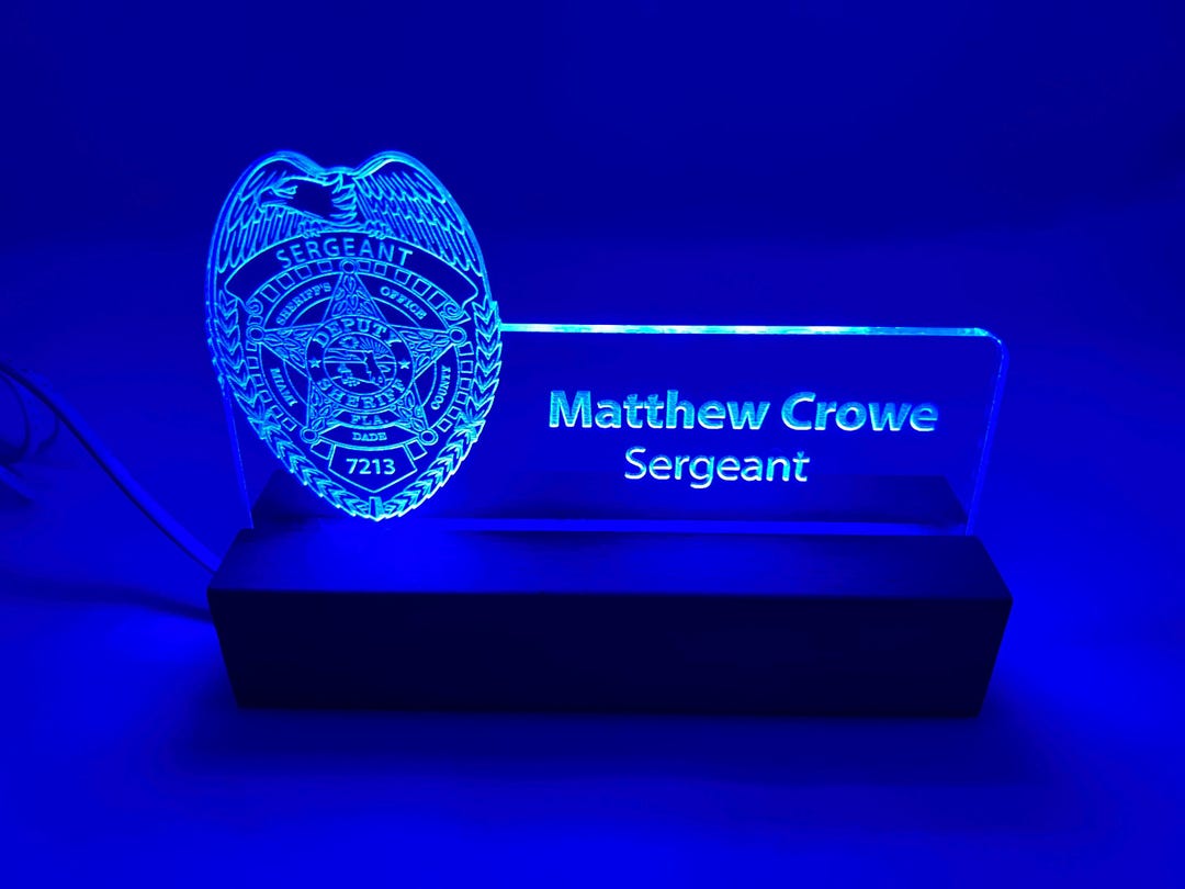Personalized Police, Sheriff, Law Enforcement LED Light Desk Name Plate ...