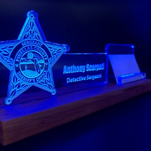 Personalized Police Officer LED Light Desk Name Plate and Business Card ...