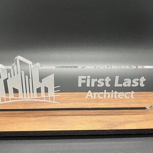 Personalized Architect Desk Name Plate and Business Card Holder. Wood ...