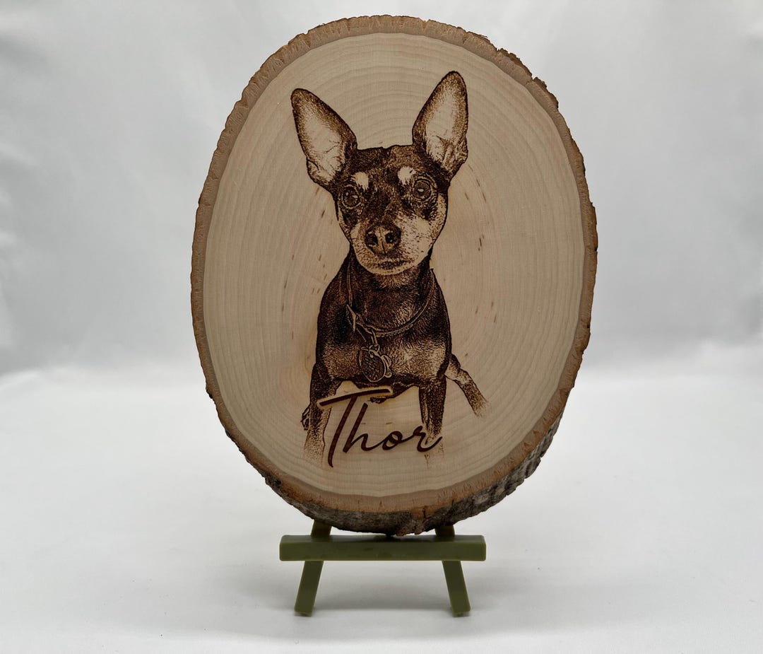 Custom Personalized Photo Engraved Live Edge Wood Slab, Photo Memorial ...
