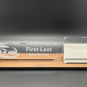 Personalized Car Sales Desk Name Plate and Business Card Holder. Wood ...