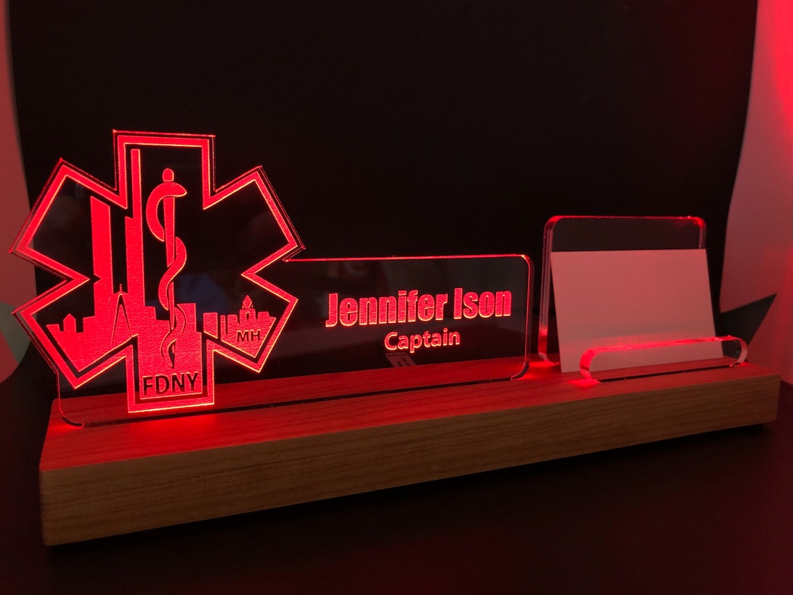 Add any profession/logo personalized LED light desk name | Etsy
