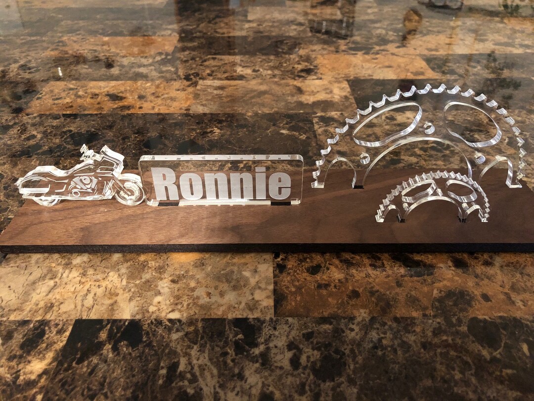 Personalized Motorcycle Desk Name Plate and Business Card Holder. Maple ...