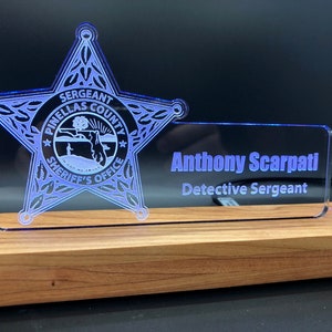 Personalized Police Officer LED Light Desk Name Plate and Business Card ...