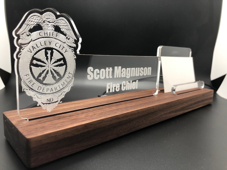 Personalized Fire Chief LED Light Desk Name Plate and Business Card ...