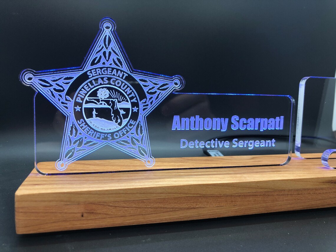 Personalized LED Light Desk Name Plate and Business Card - Etsy
