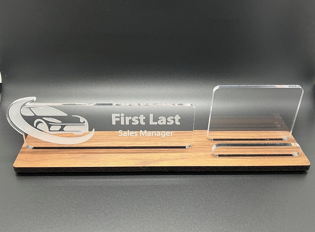 Personalized Car Sales Desk Name Plate and Business Card Holder. Wood ...