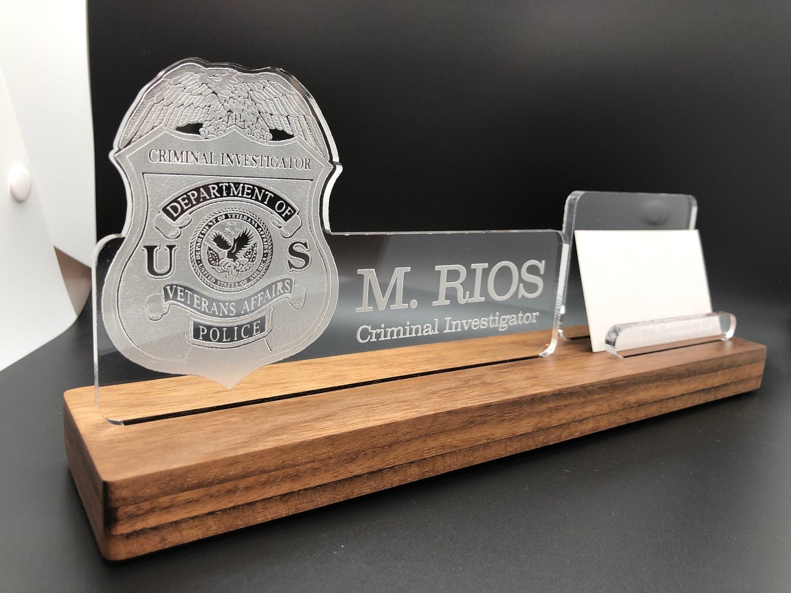 Personalized Police Officer LED Light Desk Name Plate and Business Card ...