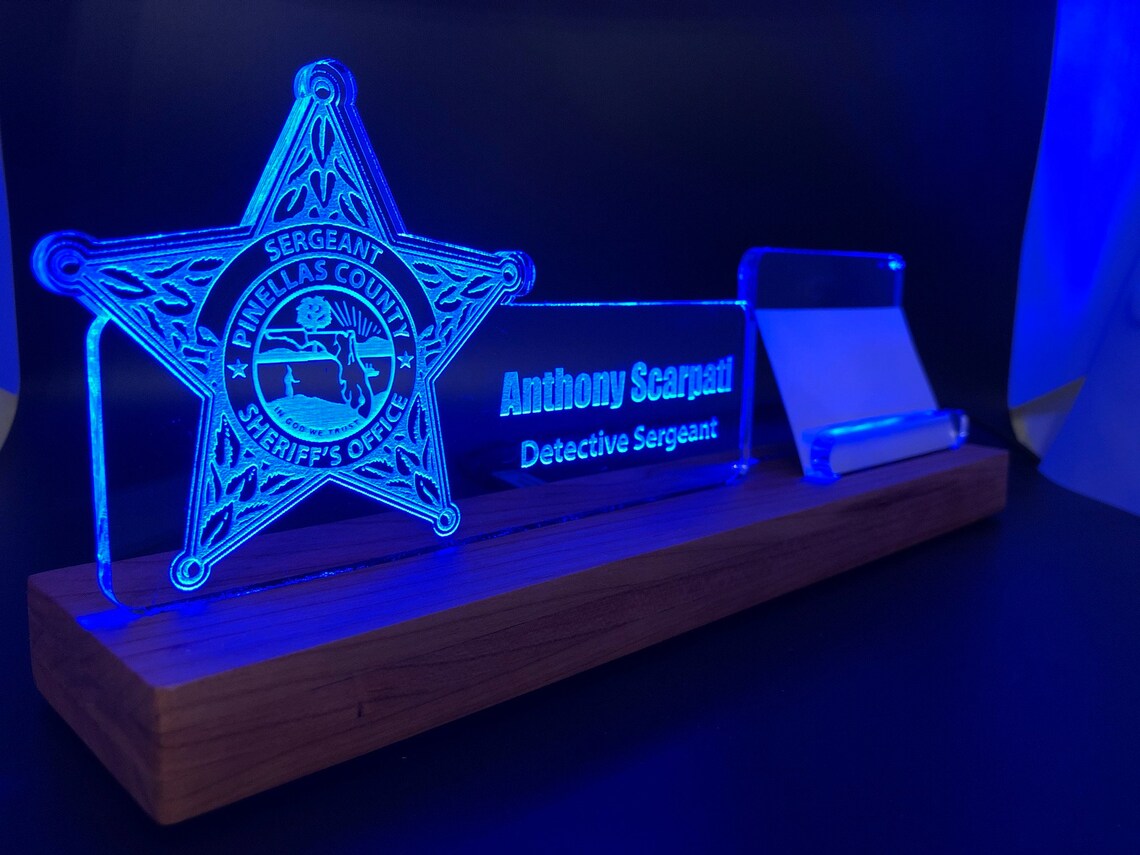 Personalized LED Light Desk Name Plate and Business Card - Etsy