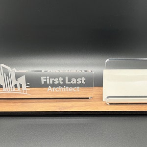 Personalized Architect Desk Name Plate and Business Card Holder. Wood ...