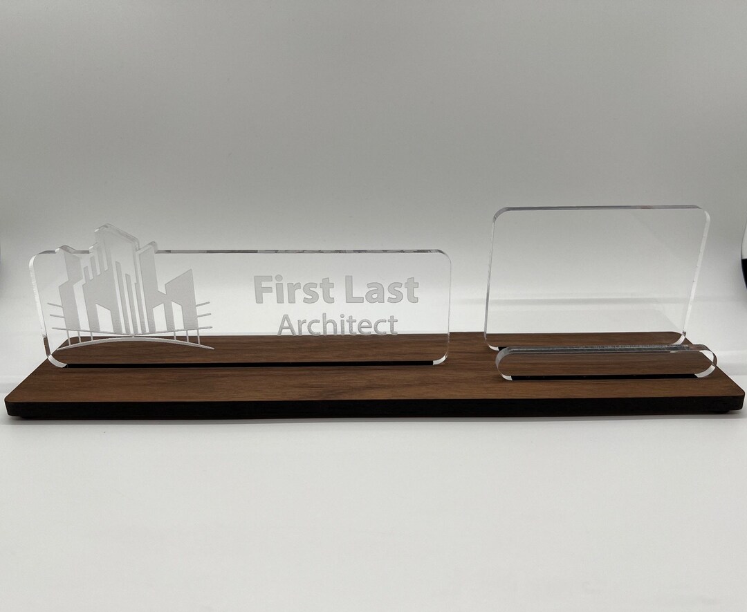 Personalized Architect Desk Name Plate and Business Card Holder. Wood ...