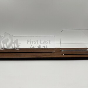 Personalized Architect Desk Name Plate and Business Card Holder. Wood ...