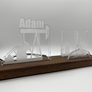 Personalized Oil Pump Rig LED Light Desk Name Plate and Business Card ...