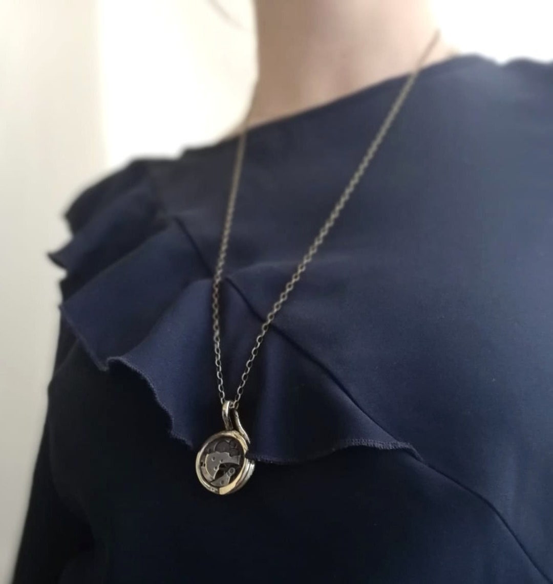 Necklace With Pendant Vintage Watch Mechanism Edged Brass Art.323 ...
