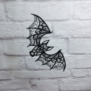 Embroidered Lace Bats, Black With Moveable Wings, Halloween Decoration ...