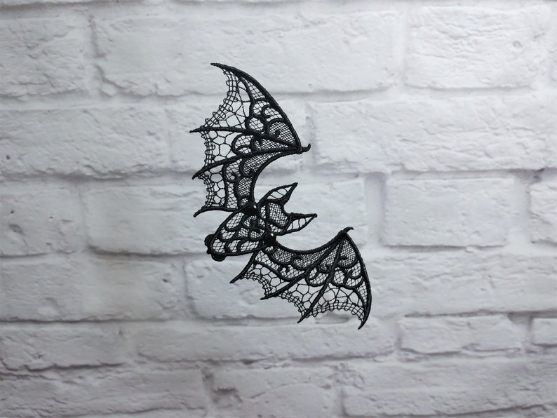 Embroidered Lace Bats Black With Moveable Wings Halloween - Etsy