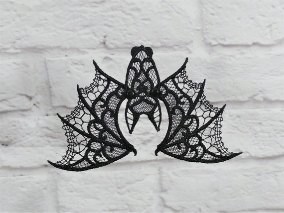 Embroidered Lace Bats Black With Moveable Wings Halloween - Etsy New ...