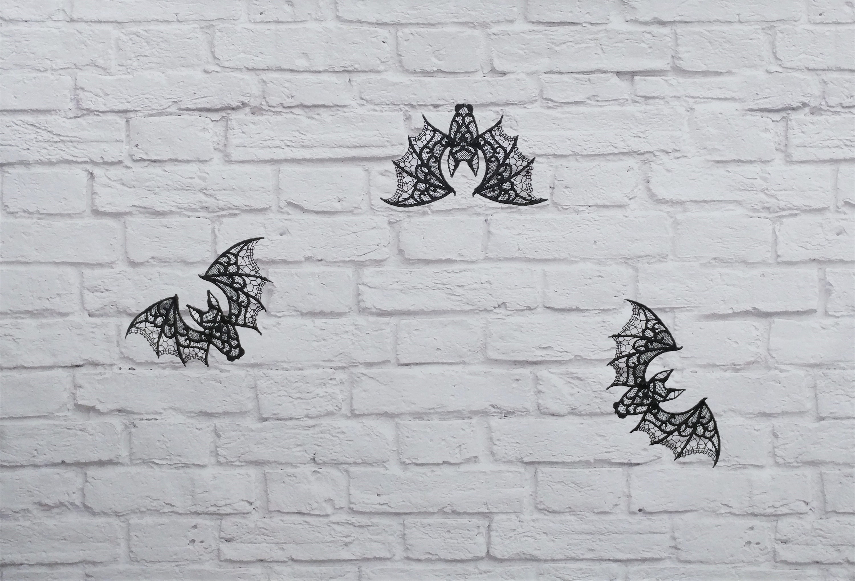 Embroidered Lace Bats Black With Moveable Wings Halloween - Etsy