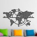 Metal World Map Compass, Metal Wall Decor, Art Work, World Map Wall Art ...